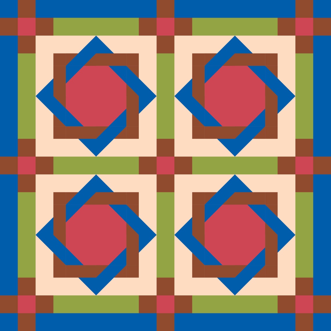 Octagon Star Patchwork Quilt Block Pattern - Etsy