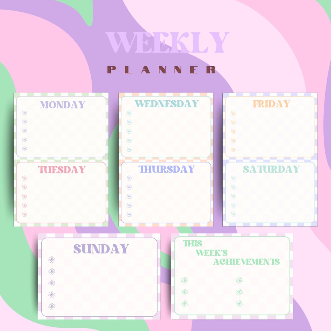 Retro Weekly Planner | Printable PDF | Pastel Aesthetic Weekly Schedule ...