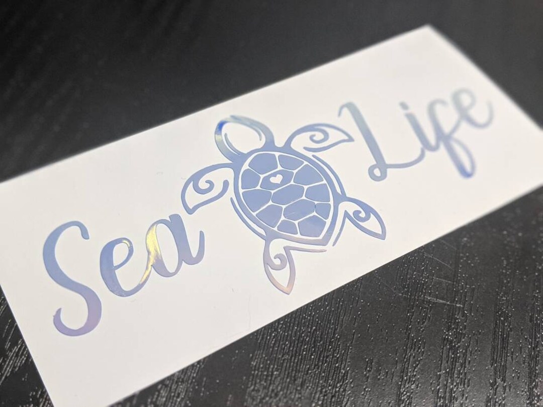 Sea Life Turtle Permanent Vinyl Decal Sticker in Gorgeous Holographic ...