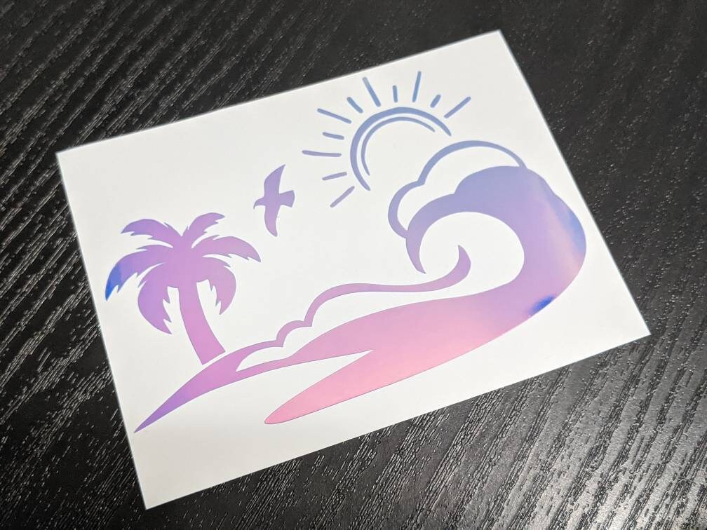 Beach Scene Permanent Vinyl Decal Sticker in Gorgeous | Etsy
