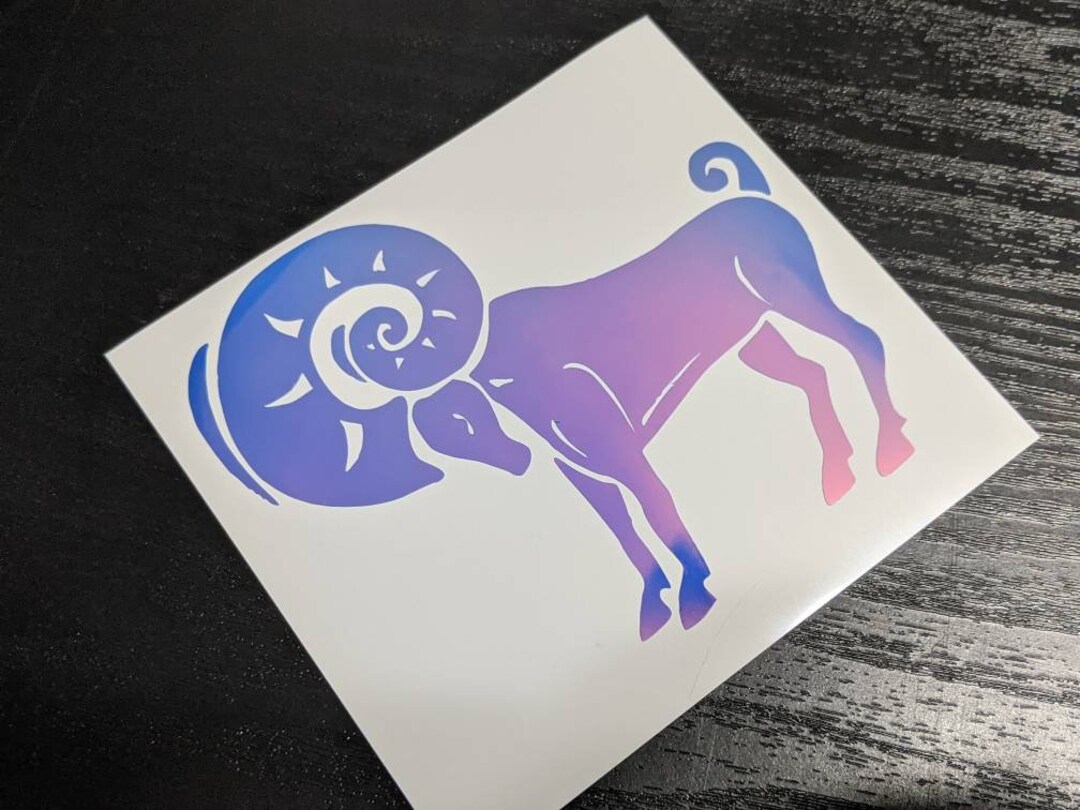 Aries Zodiac Ram Permanent Vinyl Decal in Gorgeous Holographic or ...