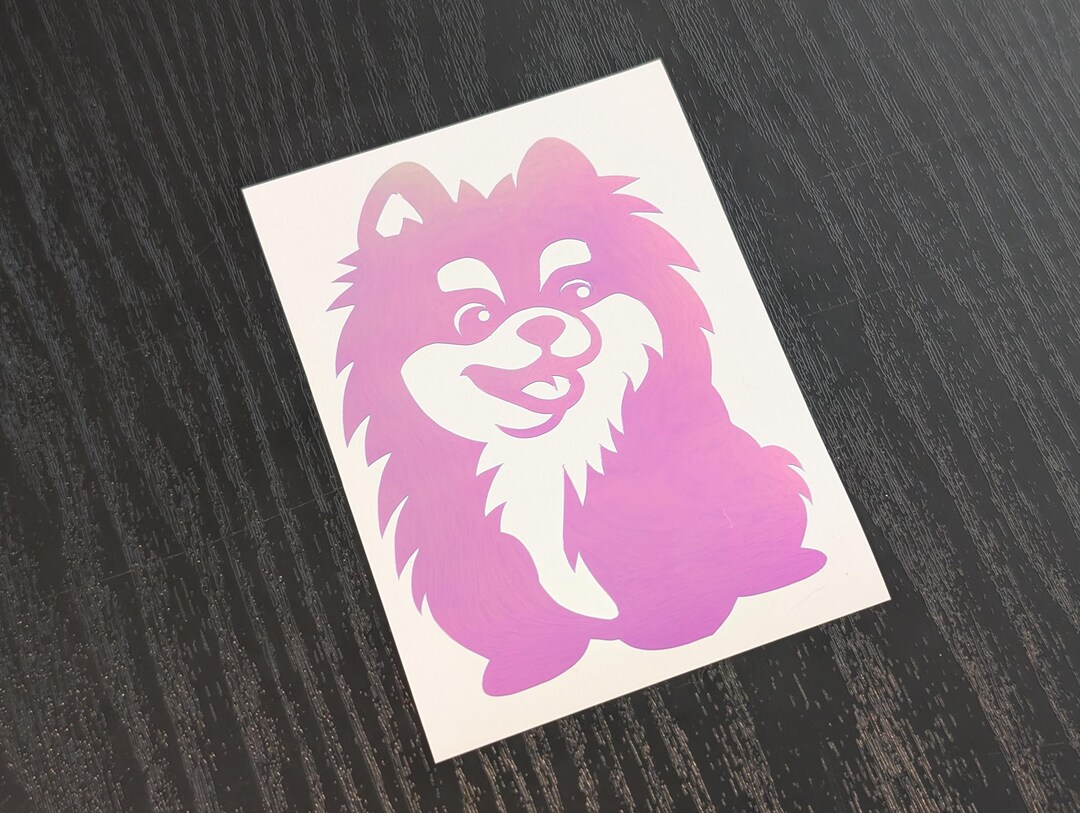 Cute Fluffy Puppy Permanent Vinyl Decal Sticker in Gorgeous Holographic ...