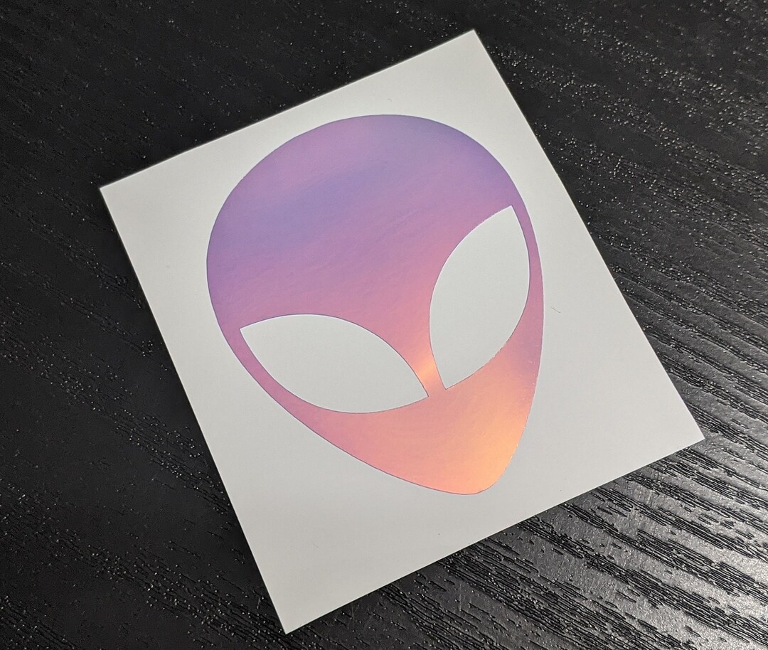 Alien Face Permanent Vinyl Decal Sticker in Gorgeous Holographic or ...