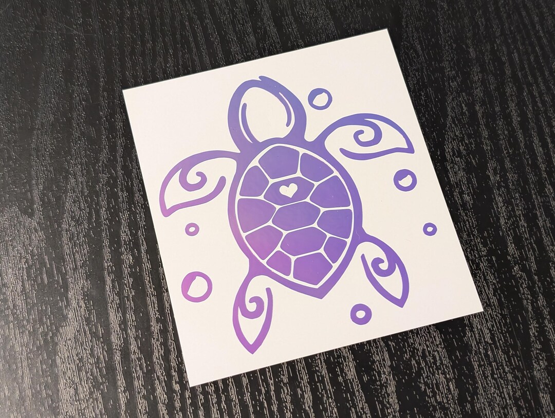 Sea Turtle Swirl Permanent Vinyl Decal Sticker in Gorgeous Holographic ...