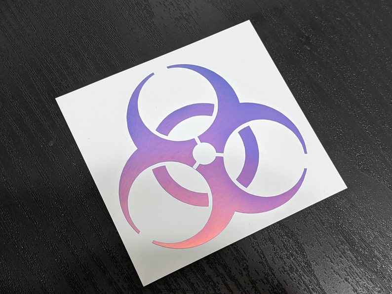 Biohazard Symbol Permanent Vinyl Decal in Alluring Holographic - Etsy