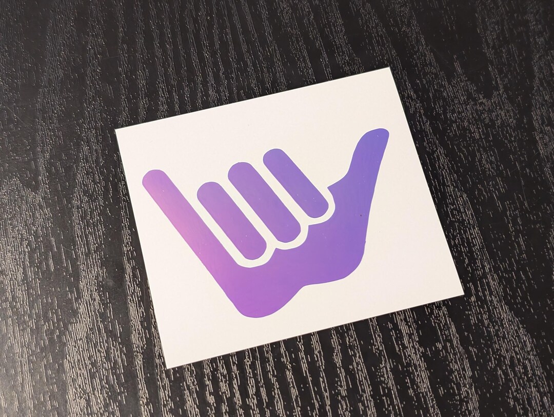 Shaka Surf Symbol Permanent Vinyl Decal Sticker in Gorgeous Holographic ...