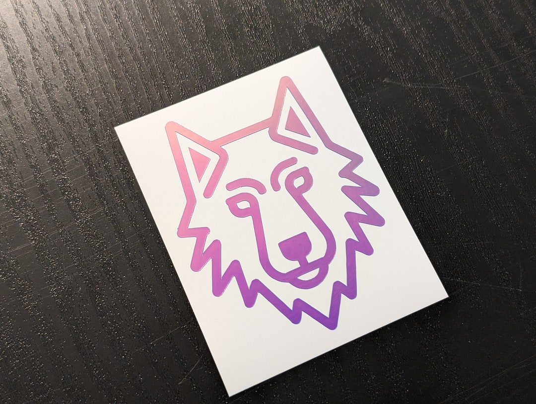 Wolf Face Outline Permanent Vinyl Decal Sticker in Gorgeous Holographic ...