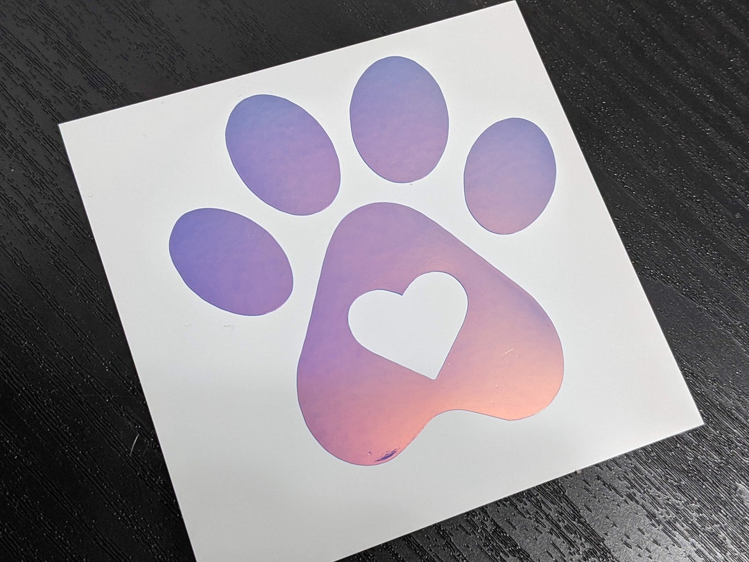 Paw Print With Heart Permanent Vinyl Decal Sticker in Gorgeous ...