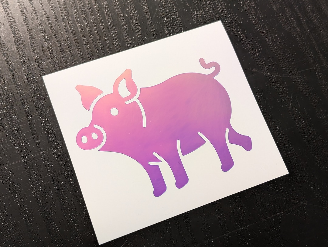 Pig Silhouette Permanent Vinyl Decal Sticker in Gorgeous Holographic or ...