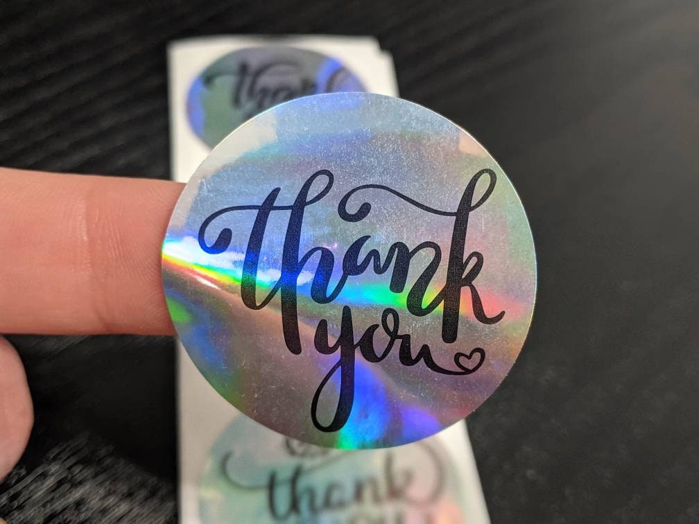 Pack of 1.5 Inch Rainbow Holographic Thank You Stickers With 4 | Etsy