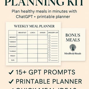 AI Meal Planning Kit | Printable Weekly Planner + Chatgpt Prompts ...