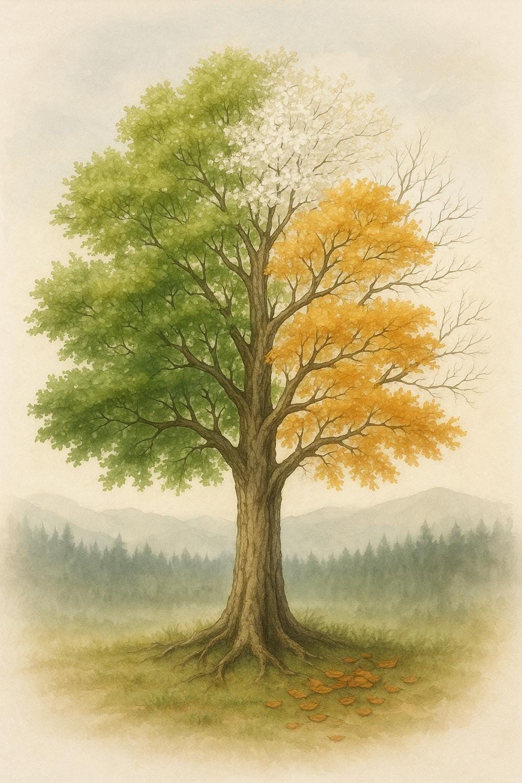 Tree of Seasons Wall Art - Four Seasons Printable Tree Poster, Nature ...