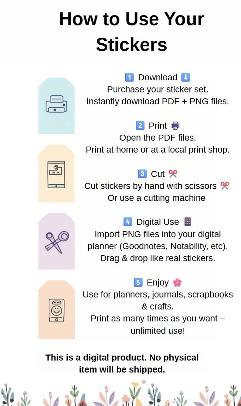 Printable Stickers | 33 Pages | 11 Colors | Planner Stickers ...