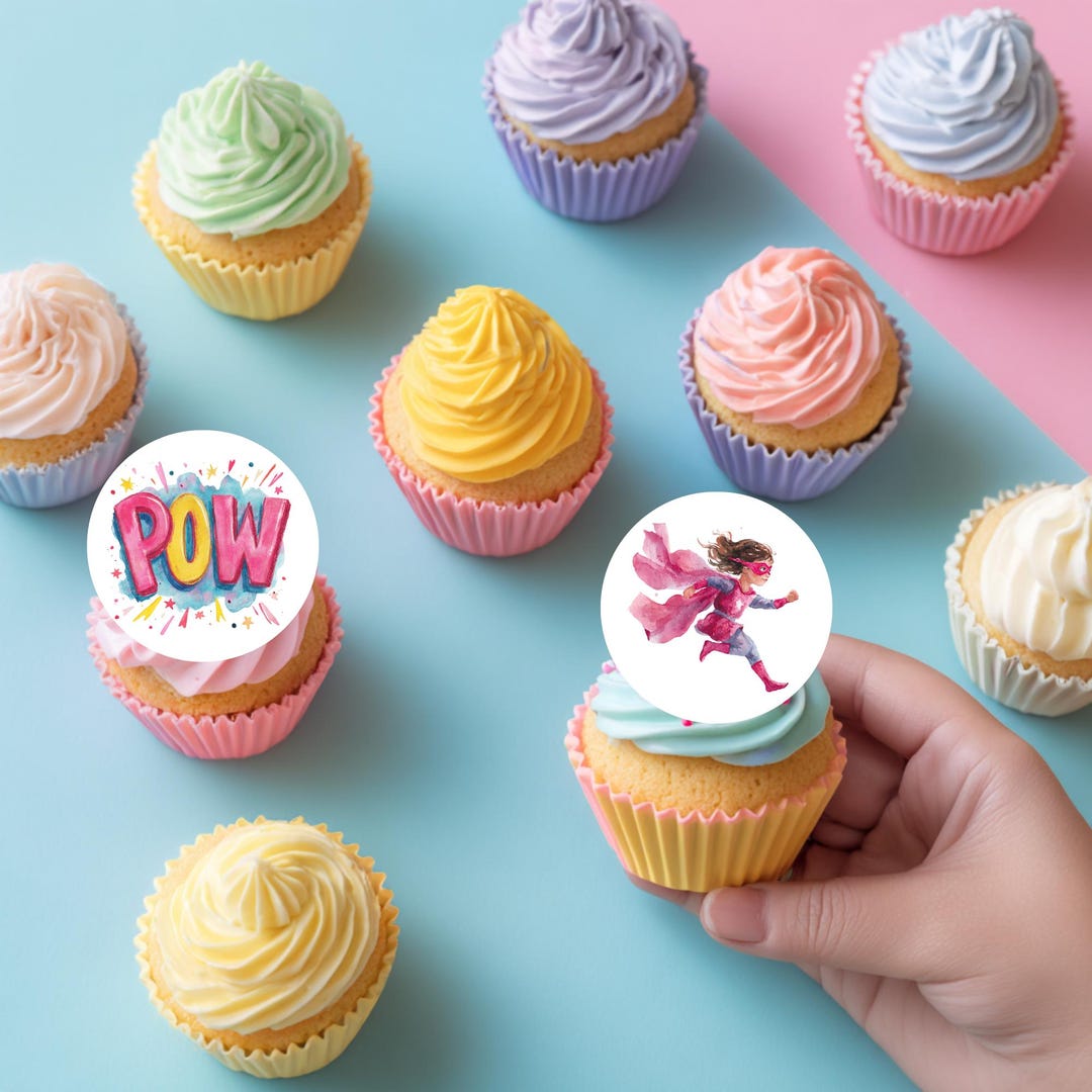 Super Girl Cupcake Toppers! Matches Bundle Sets, Kids, Template, Fun ...
