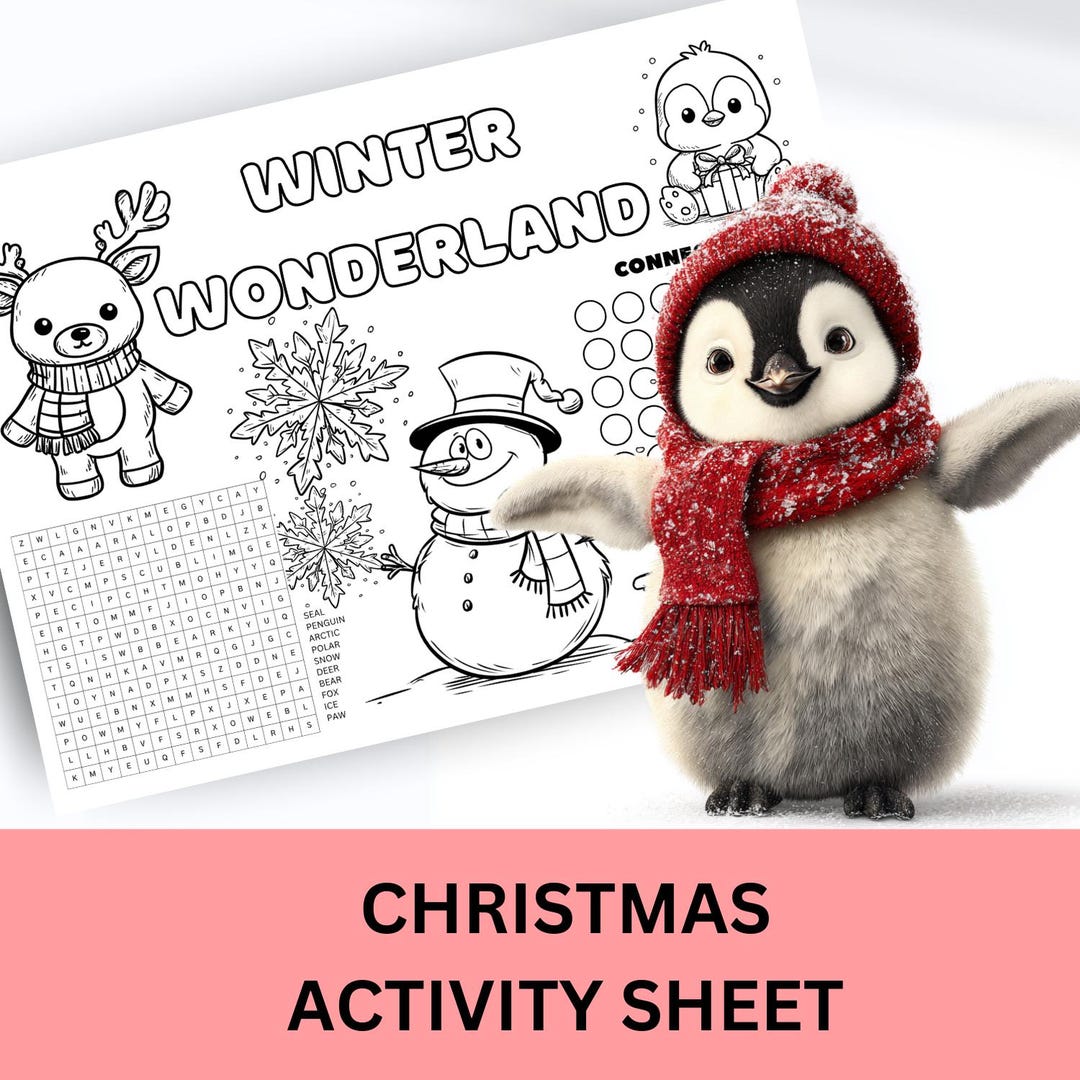 Winter Wonderland Activities Mat, Christmas Holidays Entertainment for ...