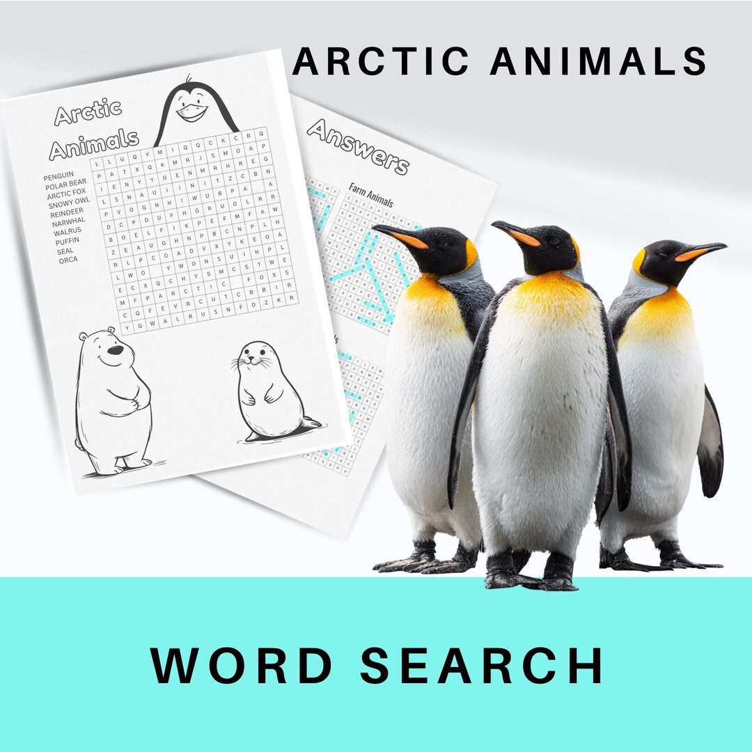 Sopa de letras de animales del Ártico, Encuentra una palabra, Hoja de ...