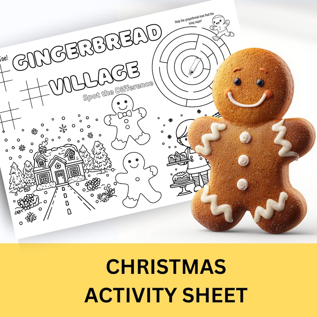 Christmas Elves Activities Mat, Holidays, Games, Placemat, Coloring ...