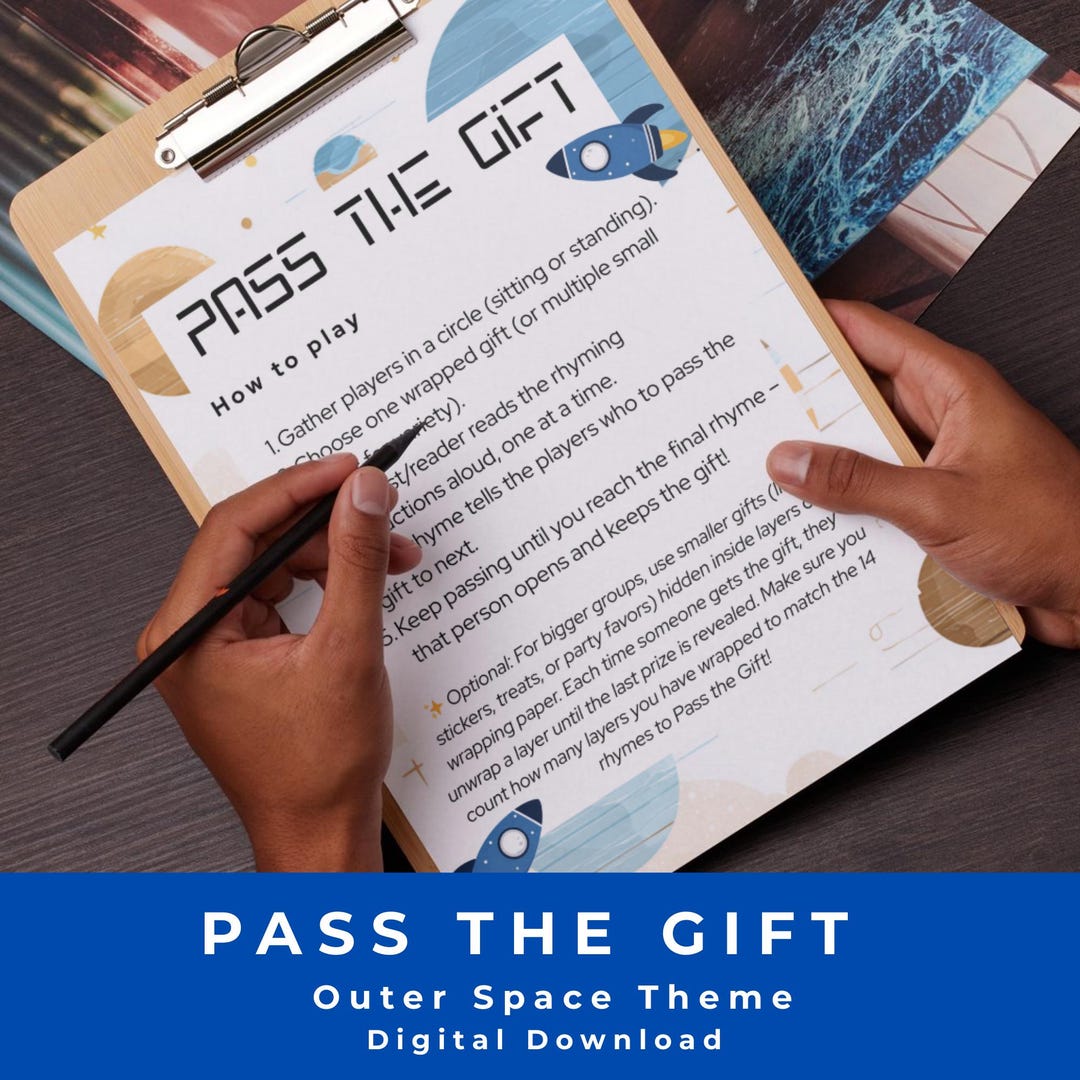 Outer Space Pass the Present Game: Kids Birthday Party Printable (PTG01 ...