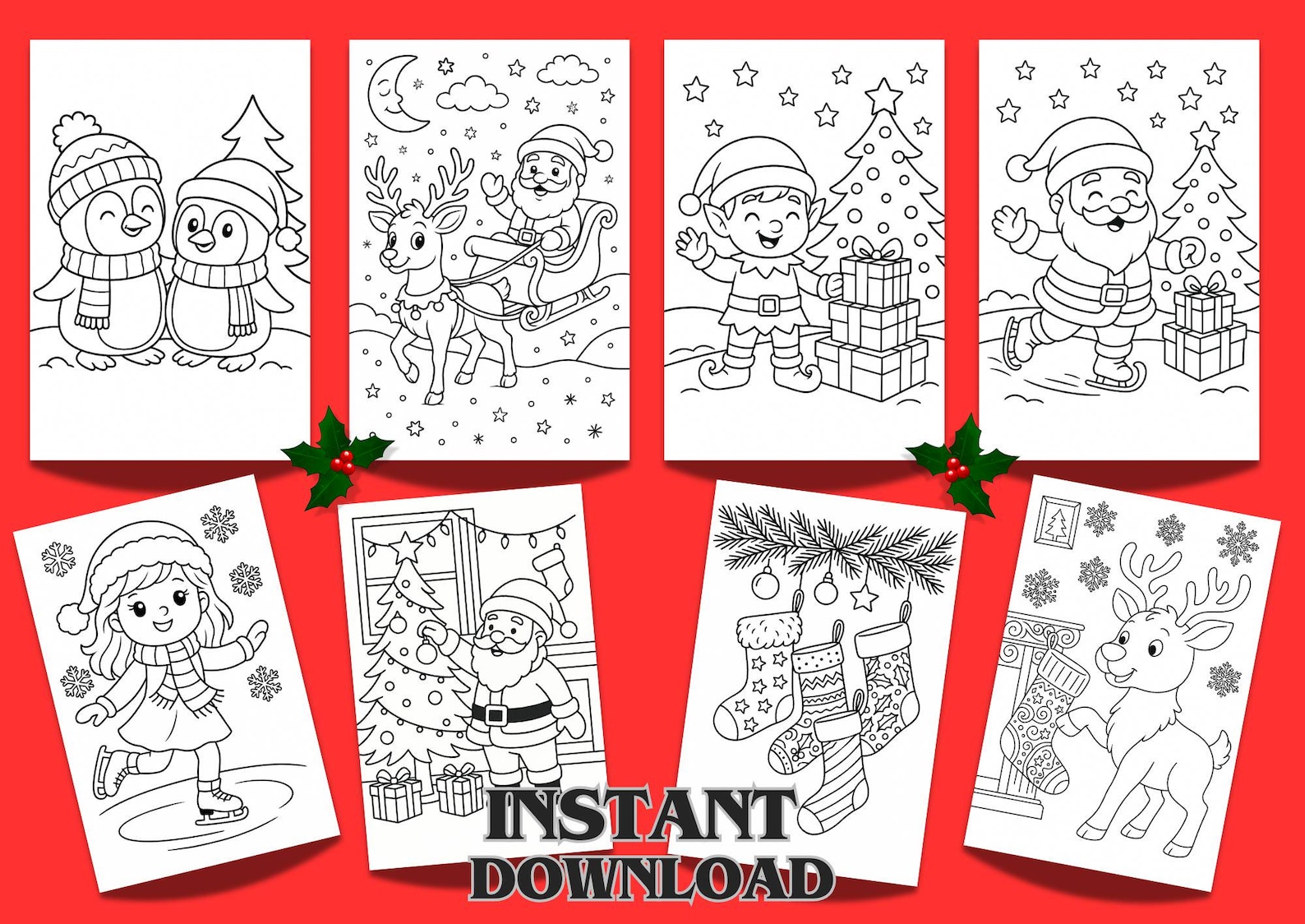Christmas Colouring Book for Kids – 29 Pages Printable Festive Activity ...