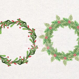 Watercolor Christmas Wreath SVG Bundle | Holiday Floral Clipart (png ...