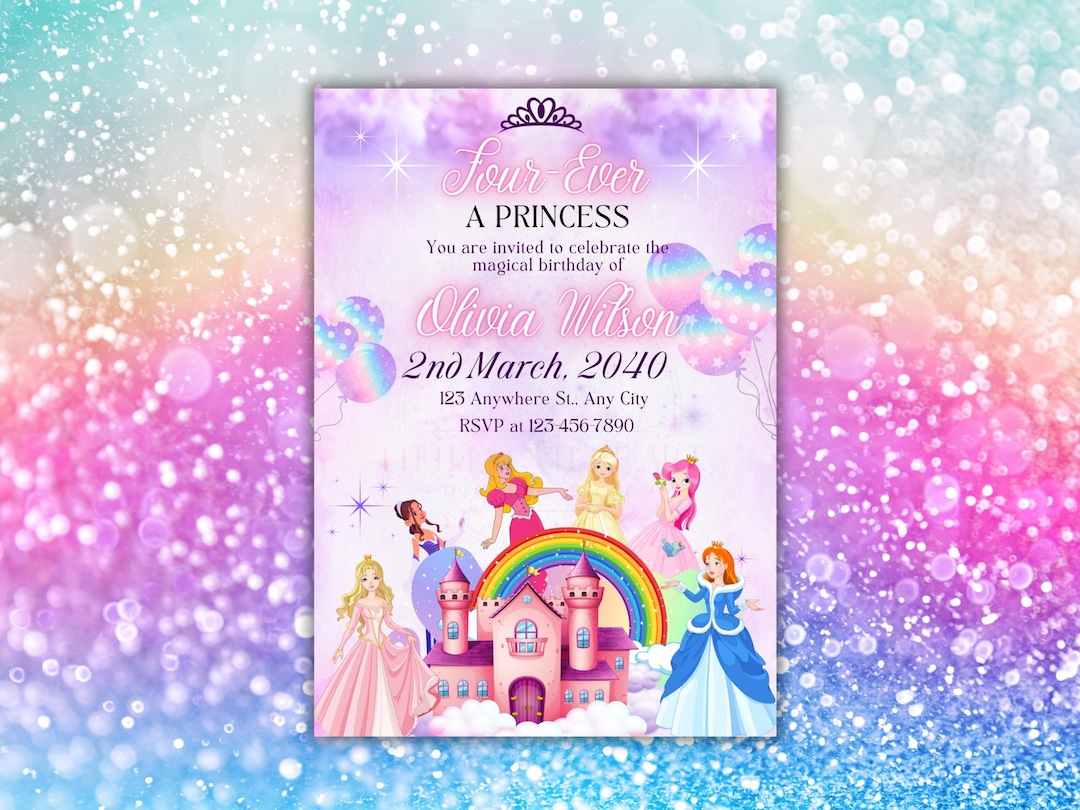 Fourever Princess Birthday Invitation| Castle Invitation|fairy Tale ...