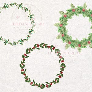 Watercolor Christmas Wreath SVG Bundle | Holiday Floral Clipart (png ...