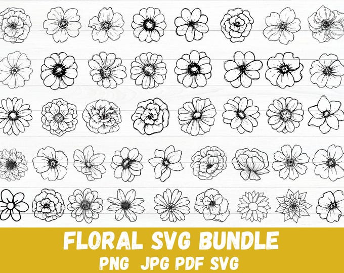 Floral Svg Bundle, Flower Svg Bundle, Flowers Bundle SVG, Wildflower ...
