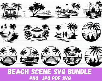 High Quality Beach Scene SVG Bundle, Beach Scene Dxf, Beach Scene Png ...