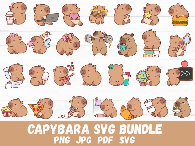 Cute Capybara Svg Bundle - Instant Digital Download for Cricut ...