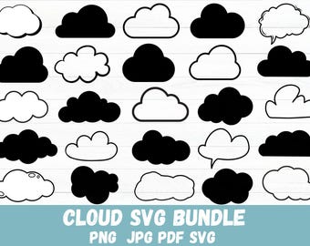 Cloud SVG Bundle, Cloud PNG, Cloud Clip Art, Rain Cloud Svg, Cloud ...