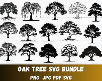 Oak Tree SVG Bundle , Tree Svg, Big Tree Svg, Oak SVG, Outdoor SVG ...