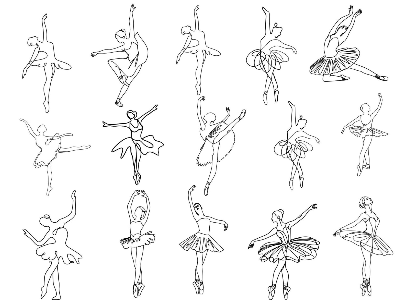 Ballerina Line Art Vector Svg, Ballerina Outline, Ballet Svg, Dancer ...