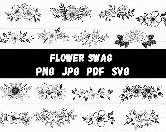 Floral Swag Svg Cutting Files, Flower Svg, Dxf, Garland Svg, Flower ...