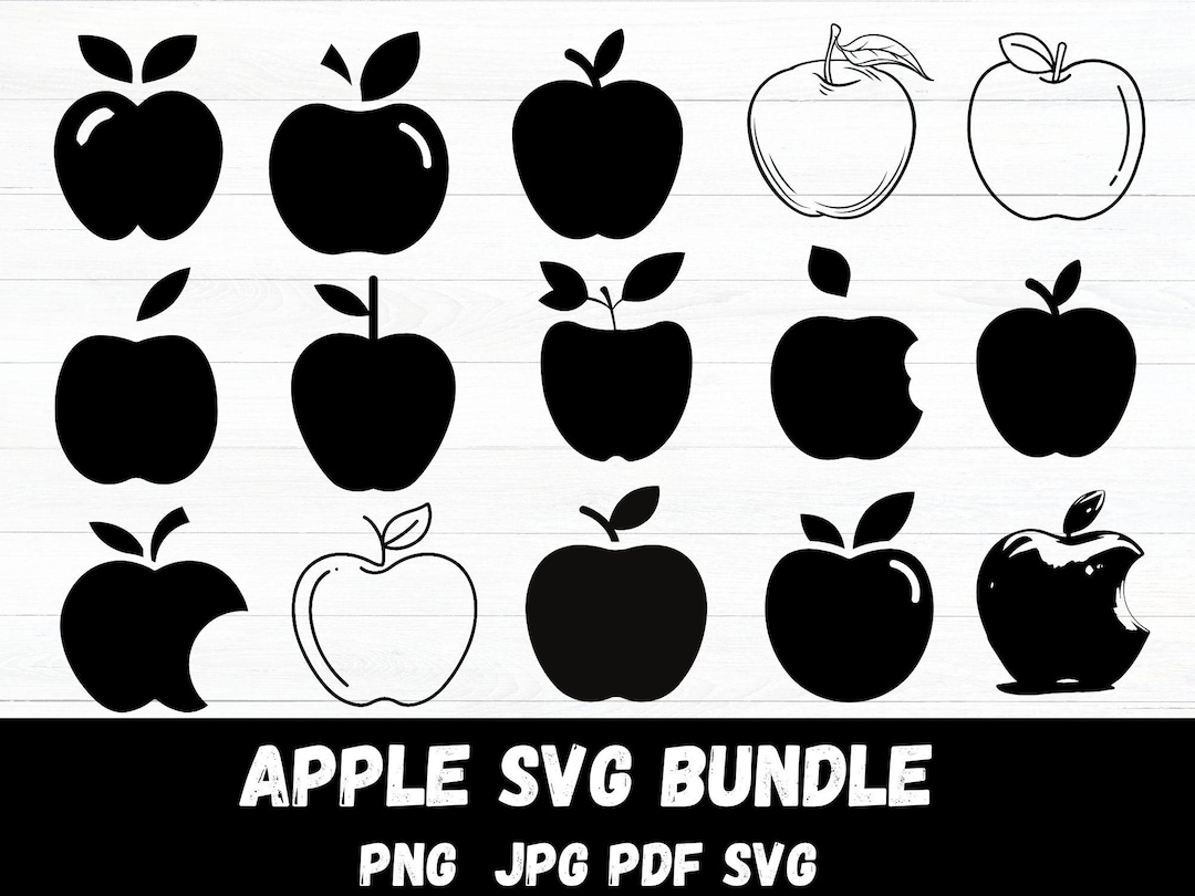 Apple Outlines Bundle | Svg Png Pdf | Vector Graphic Design Cut Print ...