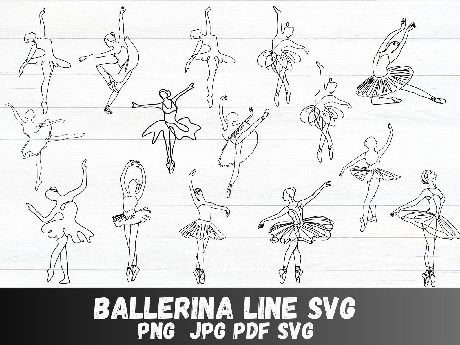 Ballerina Line Art Vector Svg, Ballerina Outline, Ballet Svg, Dancer ...