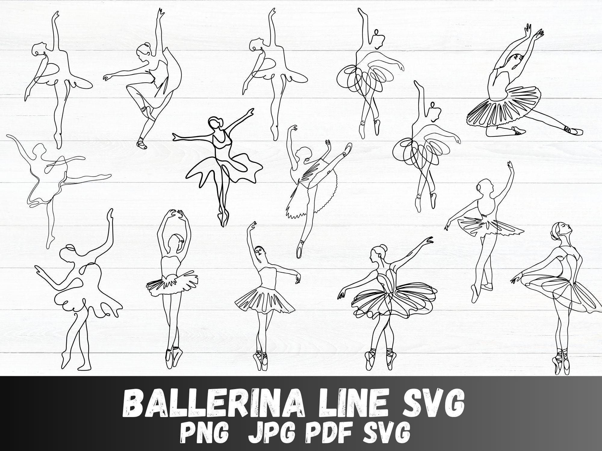 Ballerina Line Art Vector Svg, Ballerina Outline, Ballet Svg, Dancer ...