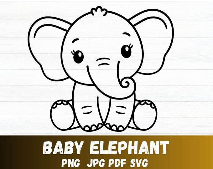 Baby Elephant SVG Cute Elephant Girl Cut File Elephant Outline Baby ...
