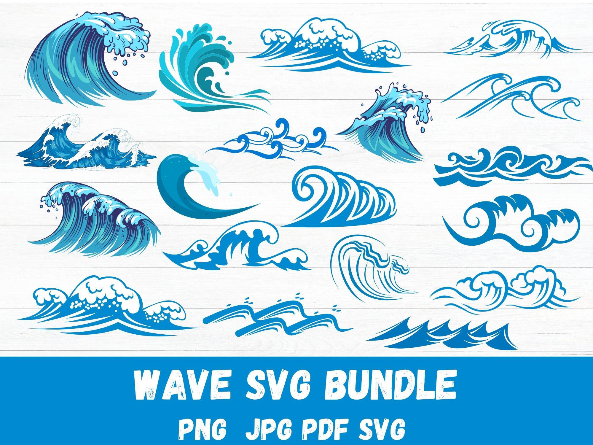 Wave Svg Bundle, Water Waves Svg, Ocean Waves Svg, Drop Svg, Tidal ...