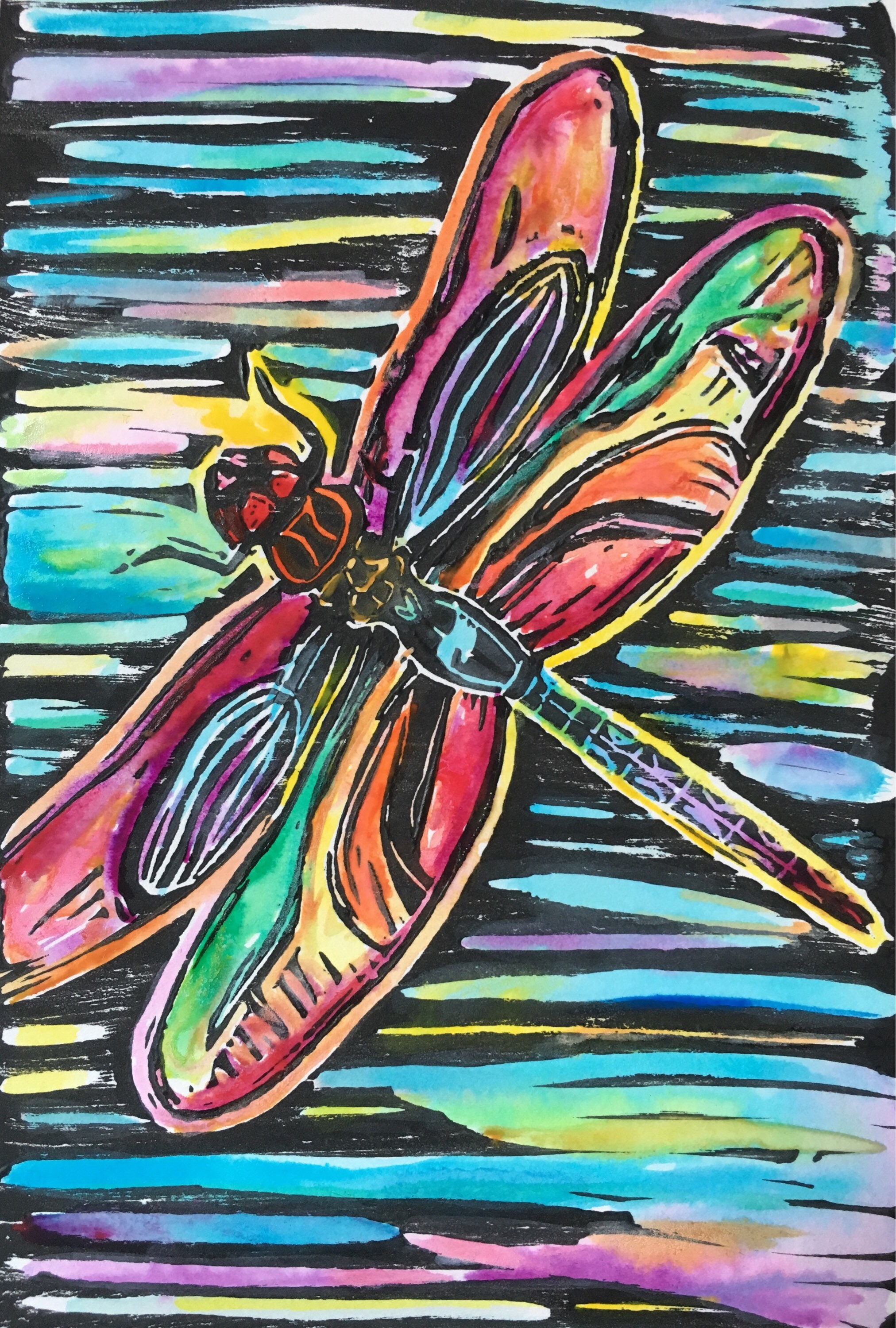 Original Dragonfly Print, Dragonfly Painting, Free Spirit Colorful ...