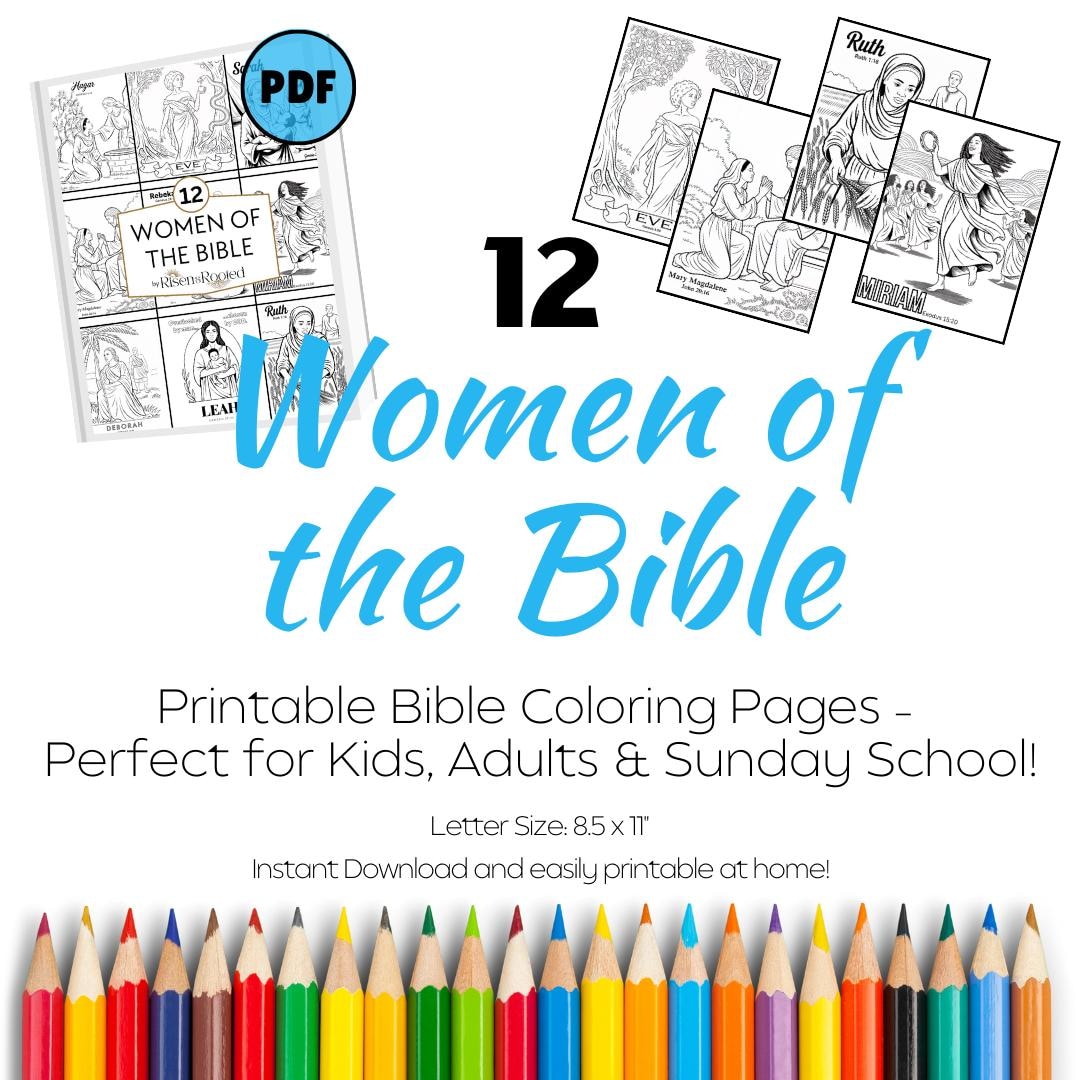Women of the Bible Coloring Pages, Printable Christian Coloring Book ...