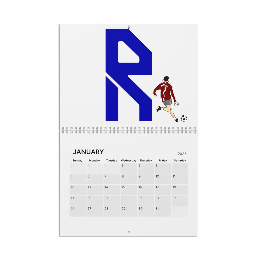 Soccer-themed Desk Calendar (2025) | Ronaldo Football Fan Gift, Sports ...