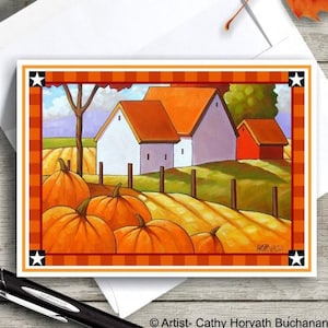 Printable Autumn Greeting Card, Festive Folk Art Fall Card and Envelope ...