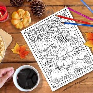Thanksgiving Pumpkin Farm Coloring Page, Autumn Activity Coloring Sheet ...
