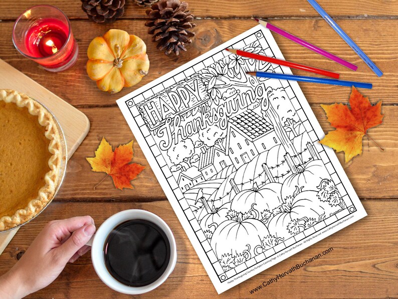 Thanksgiving Pumpkin Farm Coloring Page Autumn Activity | Etsy