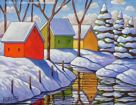 Winter Landscape Folk Art Paintings Landscape Silk Paintings | Linda