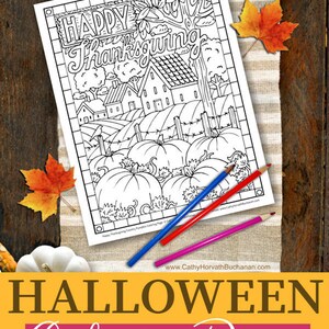 Thanksgiving Pumpkin Farm Coloring Page, Autumn Activity Coloring Sheet ...