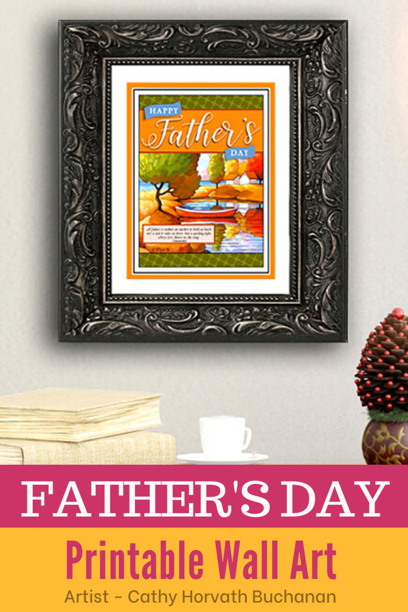 Fathers Day Printable Wall Art Decor W Quote Cottage Canoe - Etsy