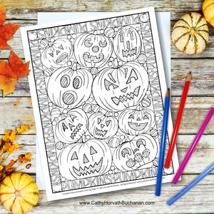 Pumpkins Halloween Coloring Page, Jack O Lantern Coloring Sheet PDF ...