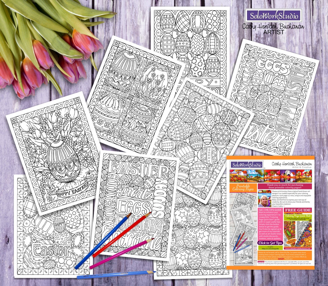 Easter Coloring 8 Page Pk, Easter Designs Seasonal Coloring Book, PDF ...