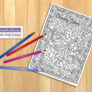 Growing Colors Leaf Art Coloring Page, Fall Leaves Floral Pattern ...